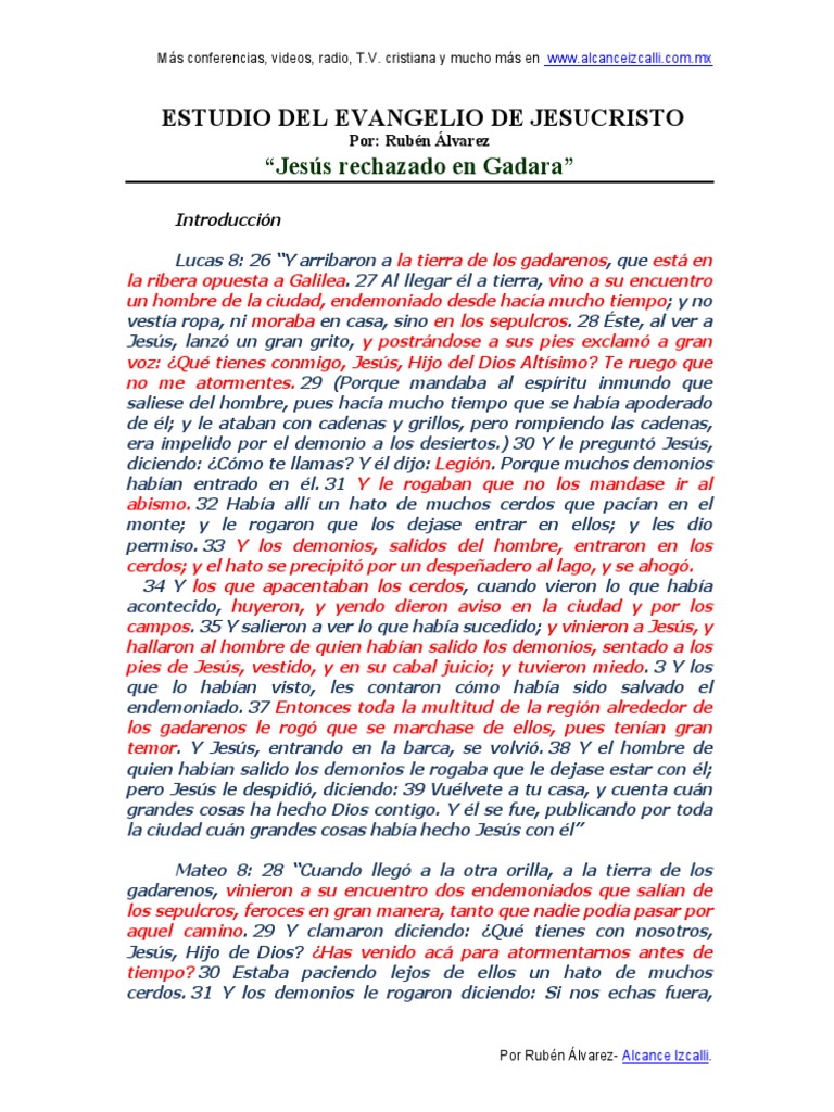 Jesús y los Endemoniados en Gadara | PDF | Jesús | Demonios