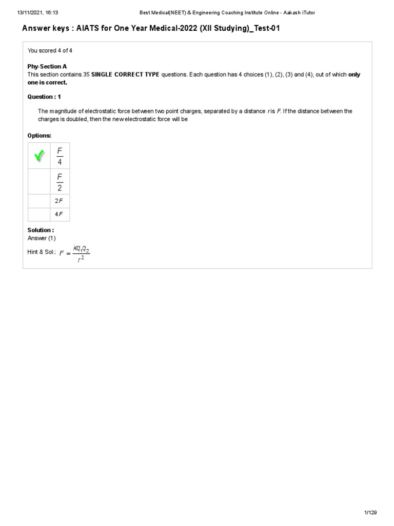 Aakash Aiats Paper Neet | PDF | Capacitor | Capacitance