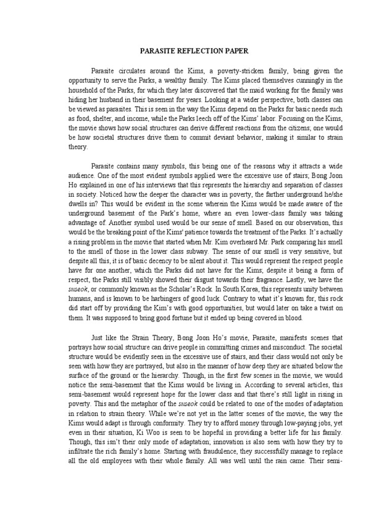 Parasite by Bong Joon Ho Analysis | PDF