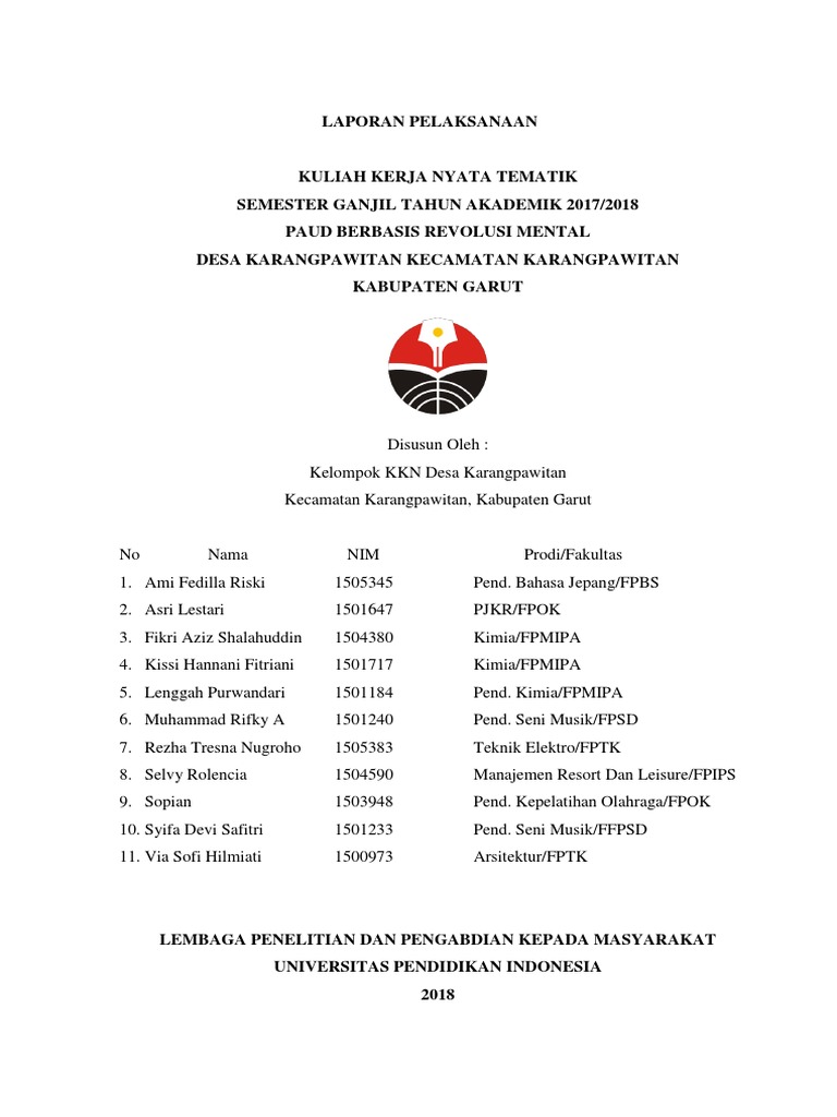 Cover Laporan KKN Karangpawitan | PDF