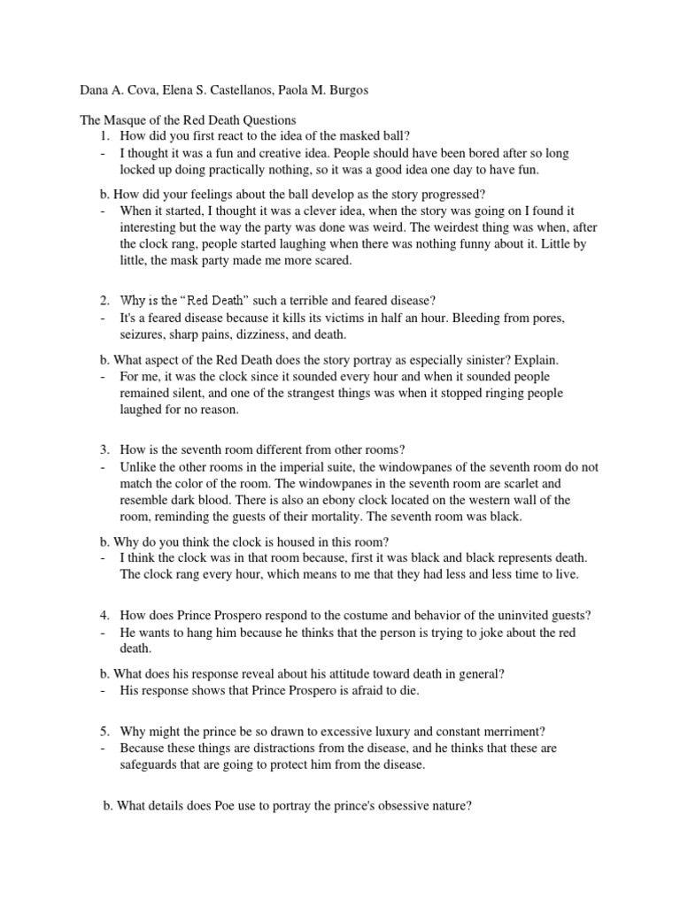 Questions Masque of The Red Death | PDF | Mask