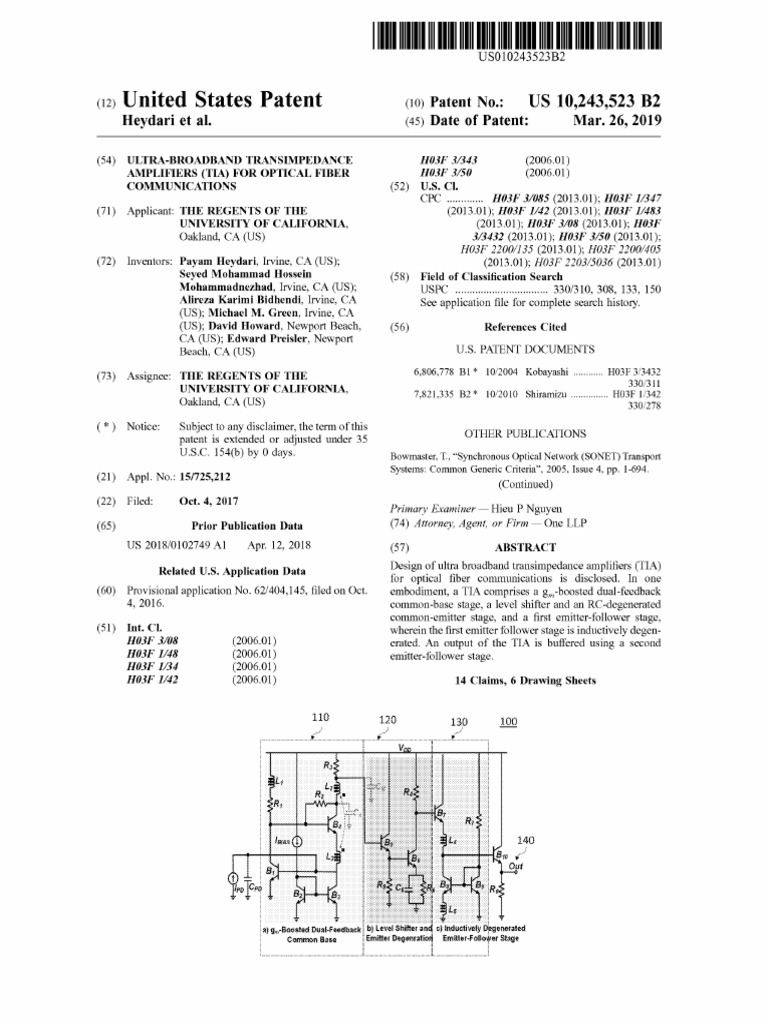 TIA Patent | PDF | Amplifier | Electronic Engineering