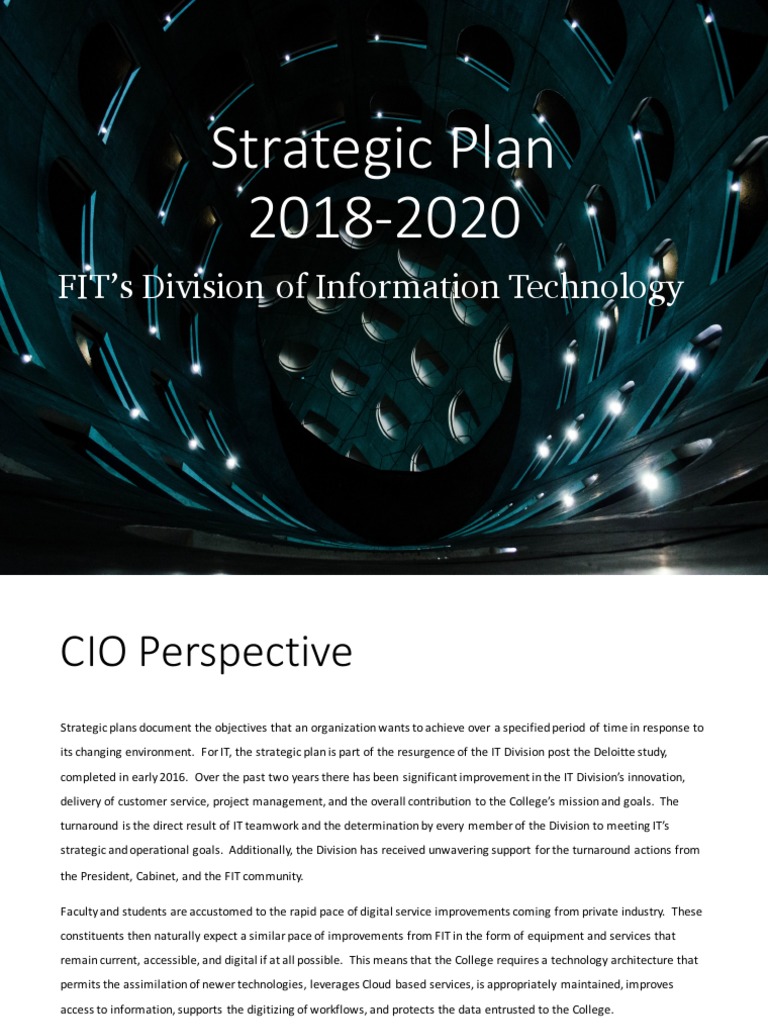 Strategic Plan 2018-2020: FIT's Division of Information Technology ...