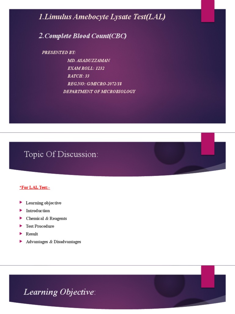 Limulus Amebocyte Lysate Test (LAL) | PDF | Blood Cell | Blood