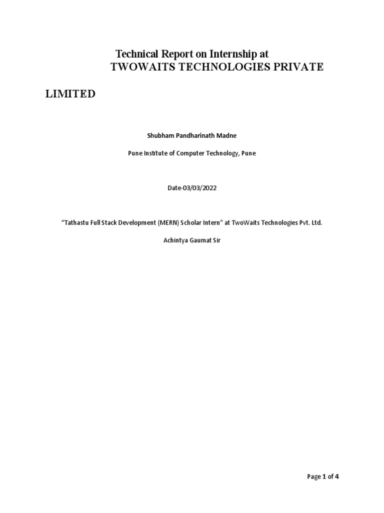 Internship Technical Report - 32334 | PDF | Computer Science | Software