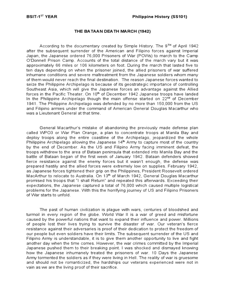 Bataan Death March: WWII Atrocities | PDF | Empire Of Japan ...