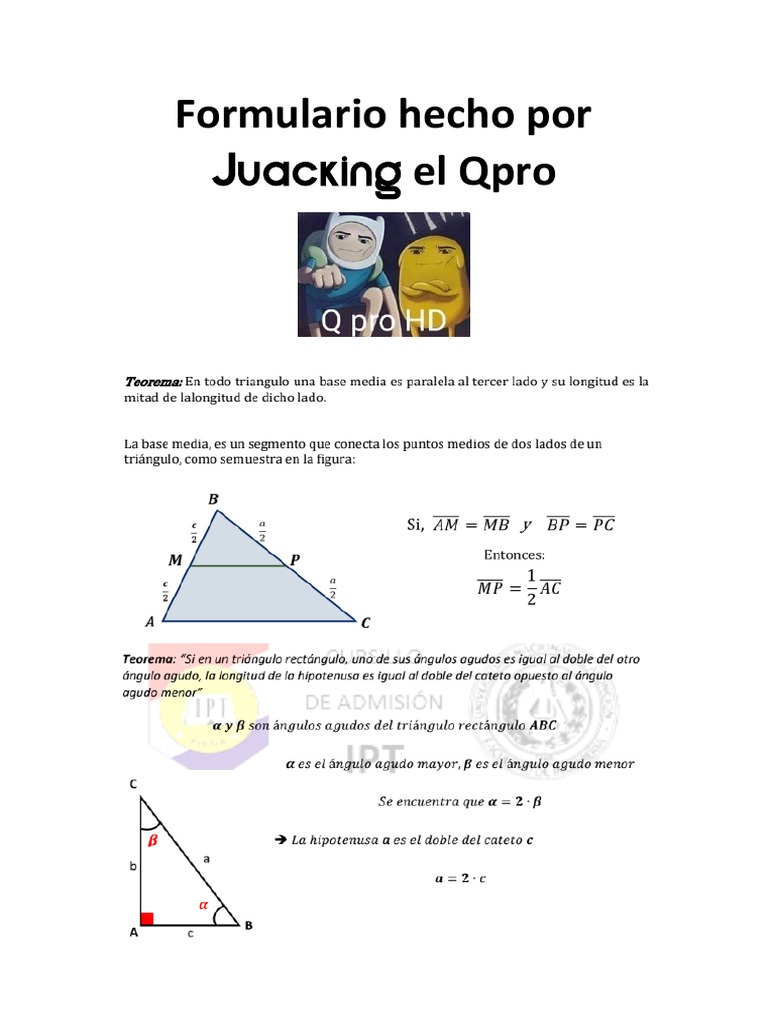 Resumen y Formulas de Geometría Plana Y Del Espacio | PDF