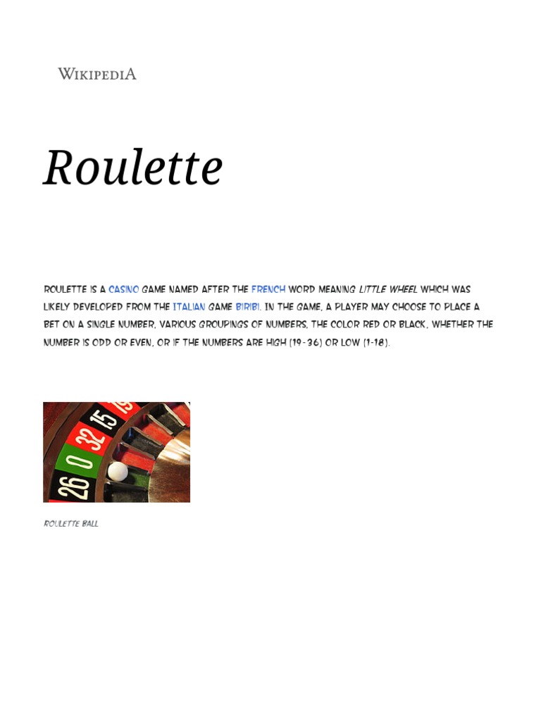 Roulette - Wikipedia | Download Free PDF | Roulette | Gambling