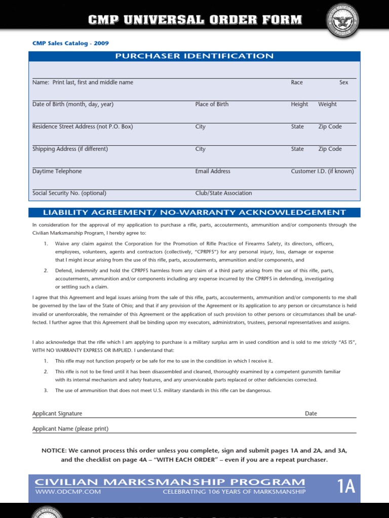 CMP Order Form | PDF | National Instant Criminal Background Check ...