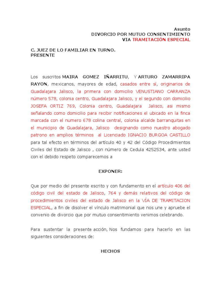 Formato de Divorcio | PDF | Divorcio | Matrimonio