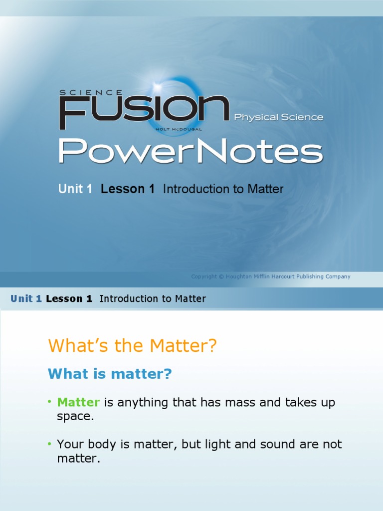 Unit 1: Lesson 1 Introduction To Matter | PDF | Weight | Density