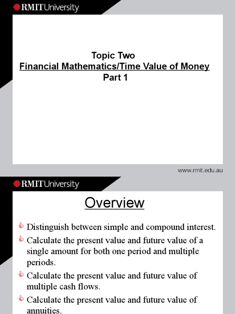 Topic Two Financial Mathematics/Time Value of Money | PDF | Present ...