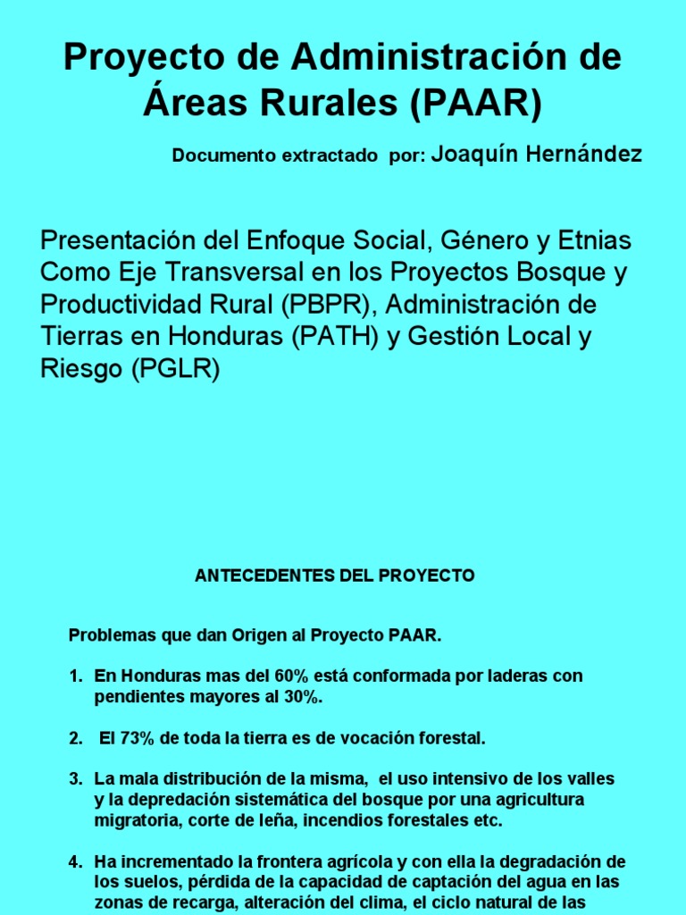 Proyecto de Administraci N de Reas Rurales PAAR | PDF | Los bosques ...
