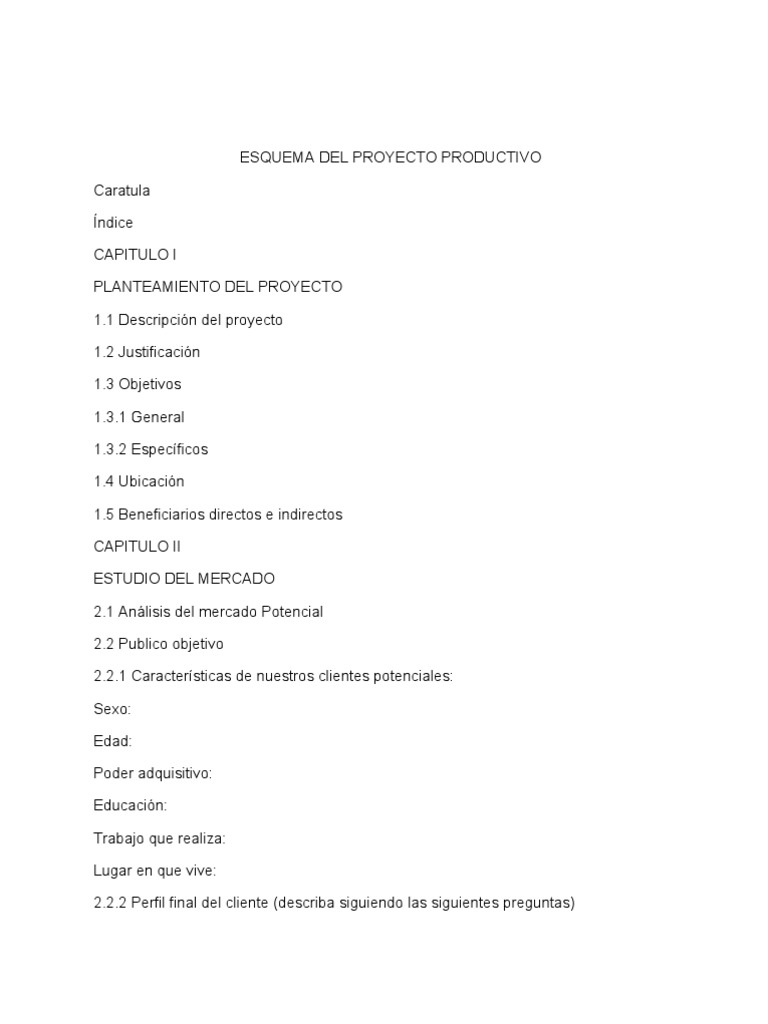 Esquema Del Proyecto Productivo | PDF