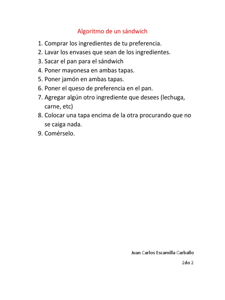 Algoritmo de Un Sándwich | PDF