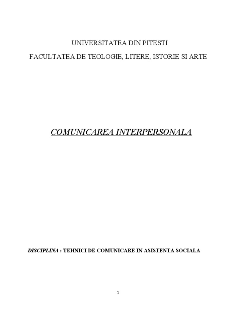 Comunicarea Interpersonala | PDF