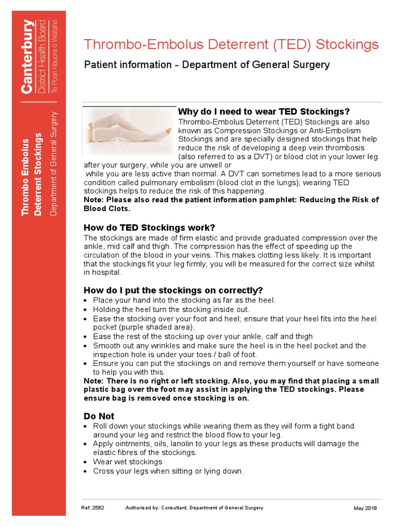 Thrombo-Embolus Deterrent (TED) Stockings: Patient Information ...