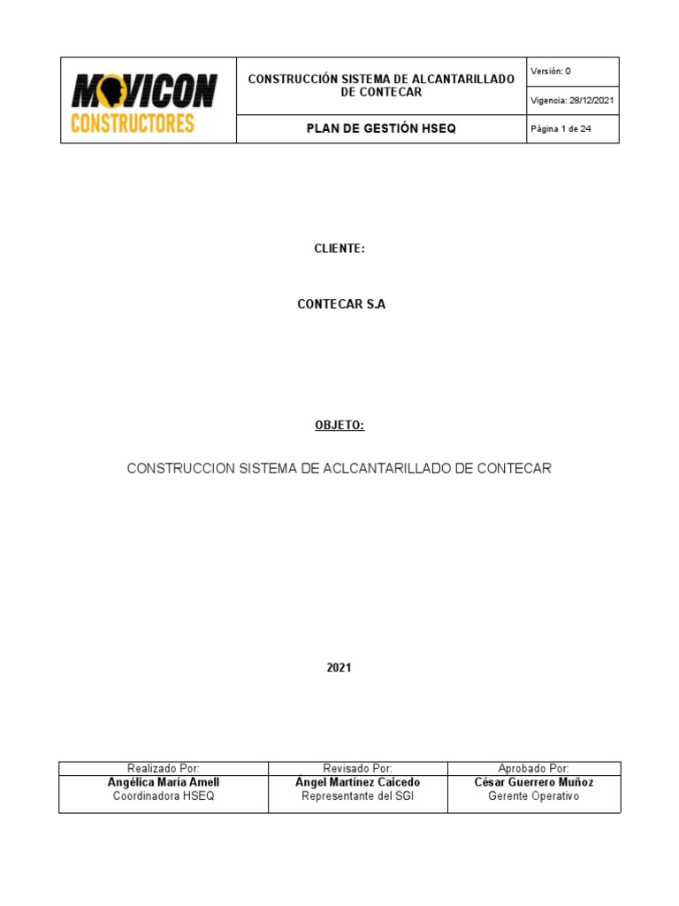 Plan De Gestion Hseq Pdf Drogas Calidad Comercial