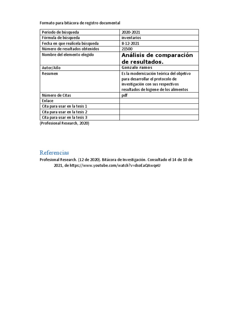 Bitácora de Registro Documental | PDF