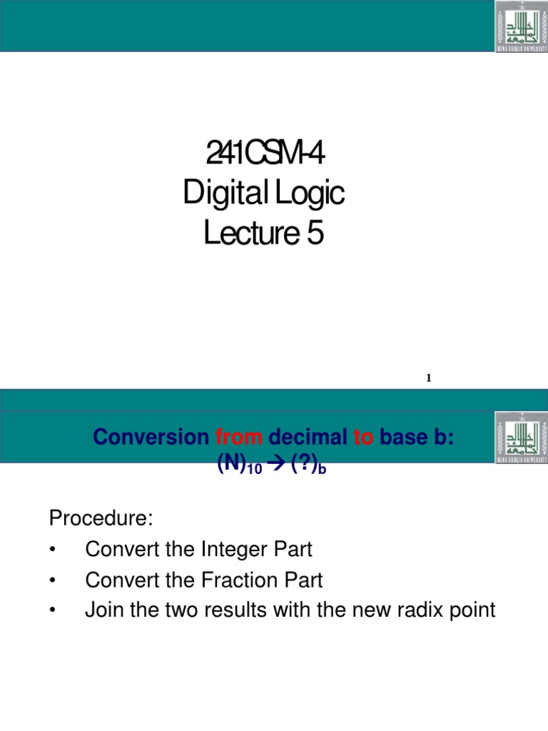 241 CSM-4-Digital Logic-Lecture 5 | PDF | Subtraction | Lexicology