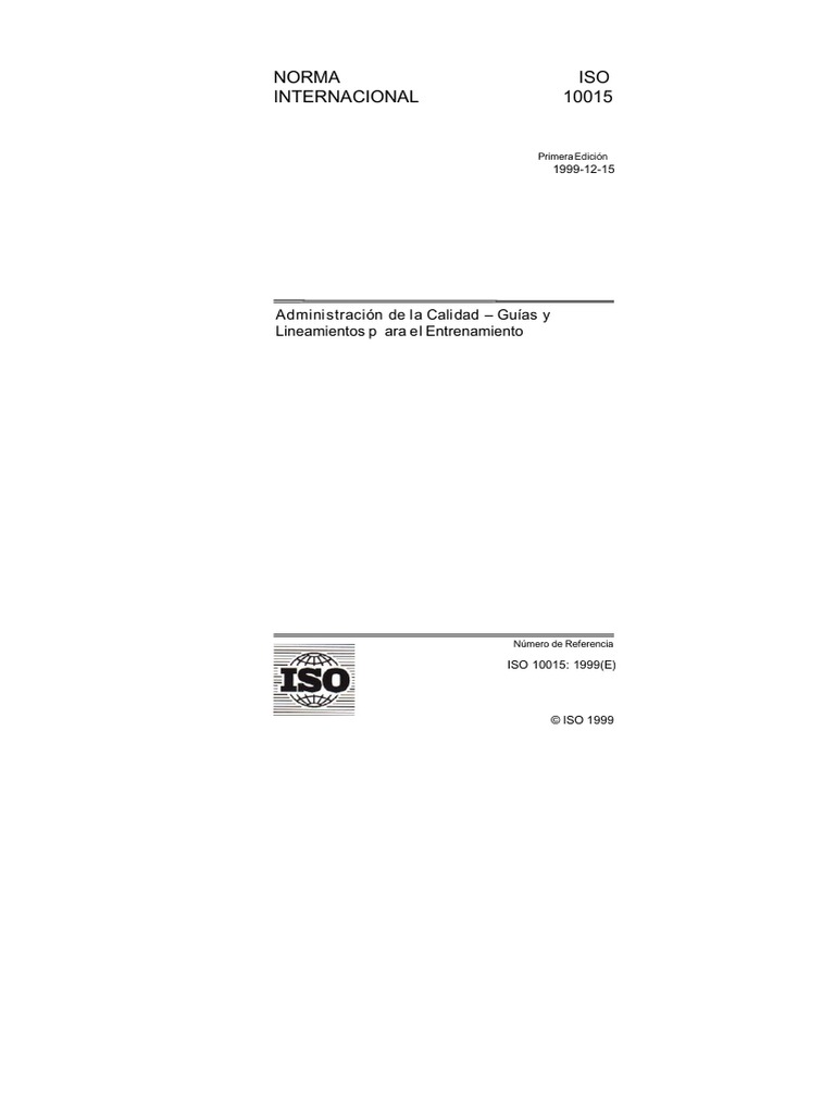 Norma ISO 10015 1999 Espanol PDF | PDF | Organización internacional para la estandarización ...