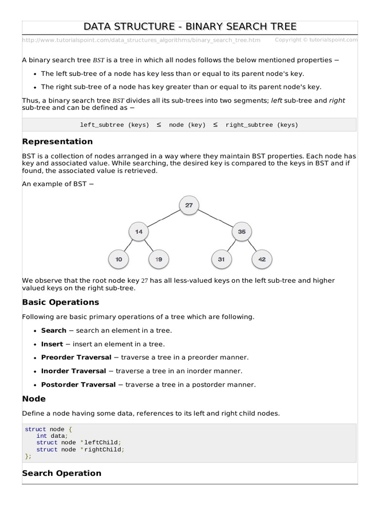 Data Structure - Binary Search Tree | PDF | Data | Computer Programming