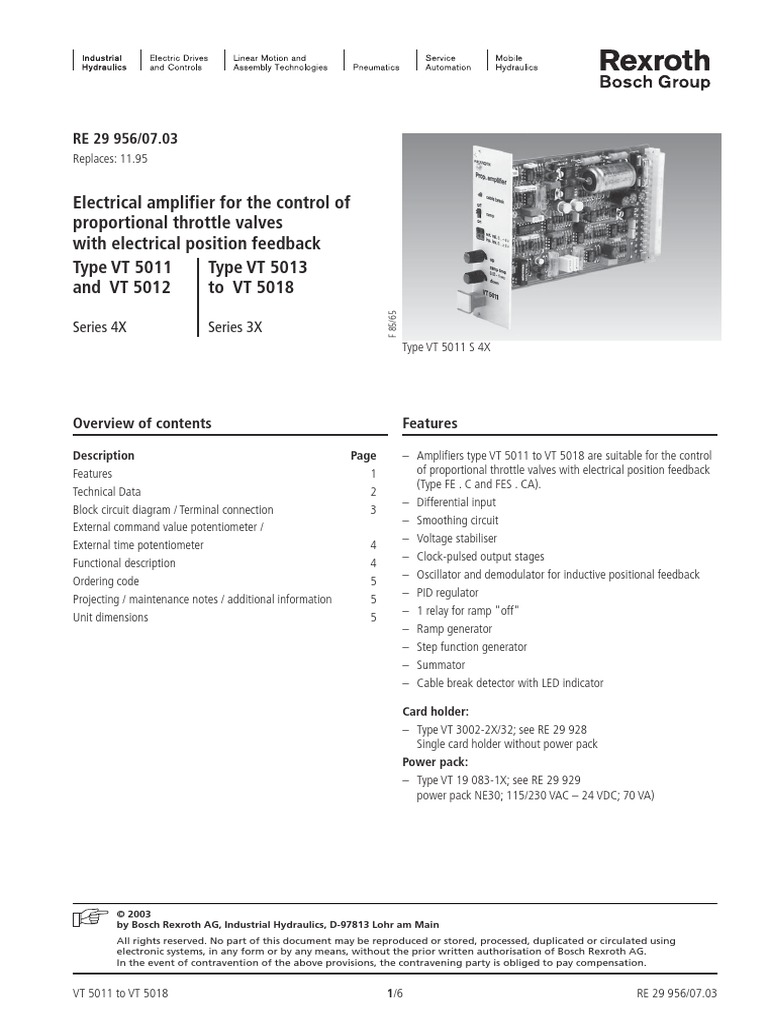 Rexroth VT5012 | PDF | Amplifier | Feedback
