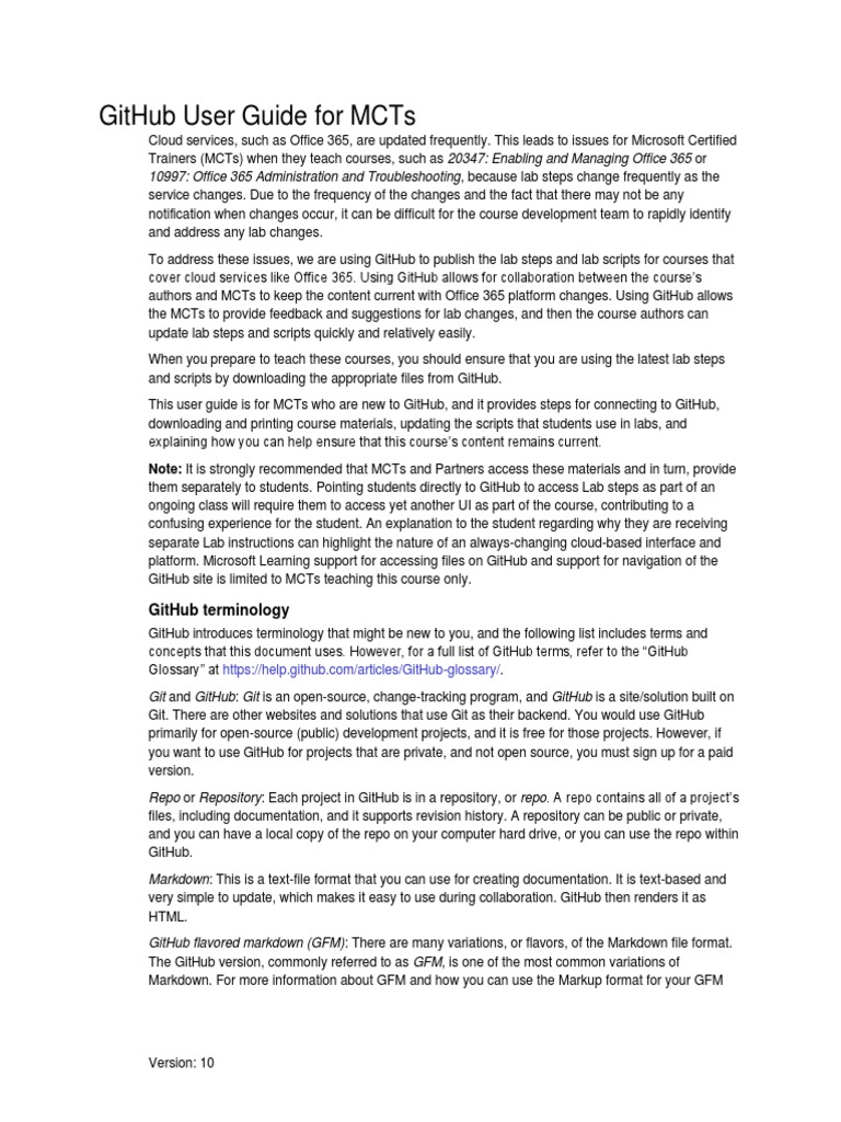 GitHub Guide for MCTs | PDF | Computer File | Microsoft Word