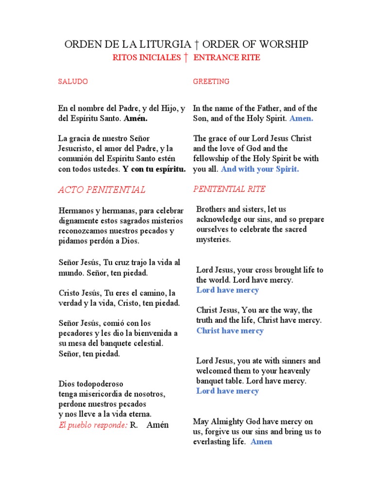 Draft Bilingual Mass Order | PDF | Cristo (título) | eucaristía