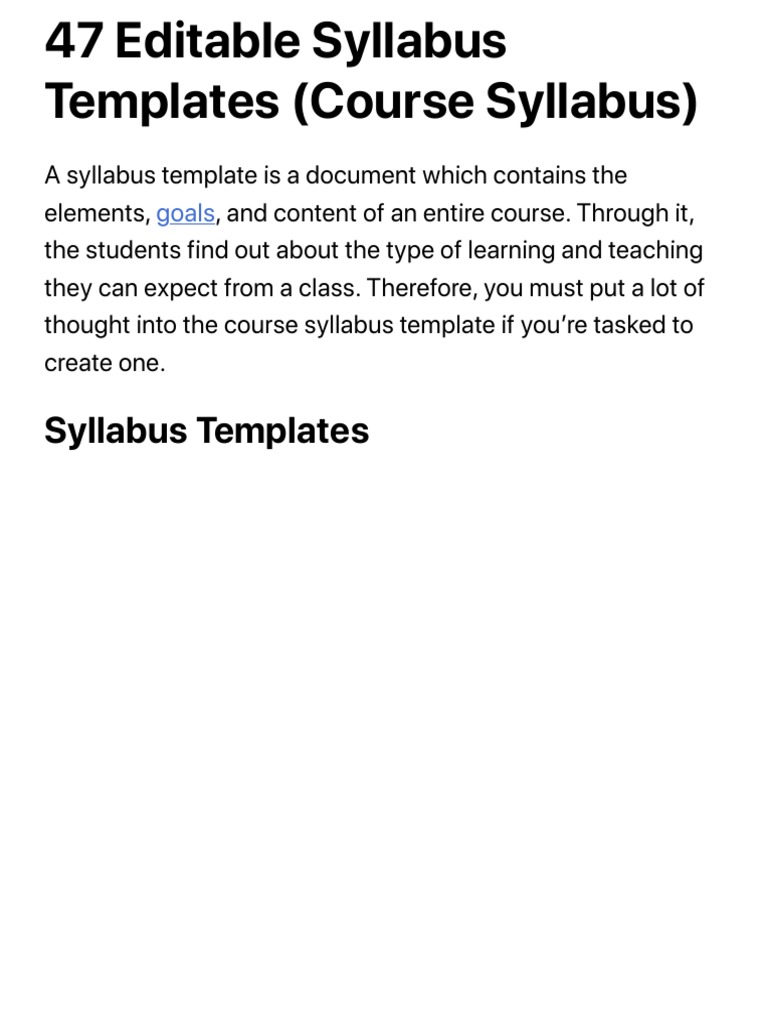 47 Editable Course Syllabus Templates | PDF | Schools | Policy