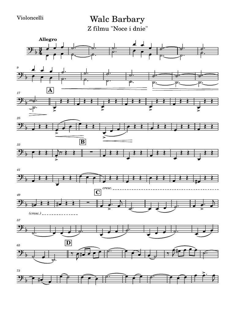 Walc - Barbary 4 Violoncelli | PDF