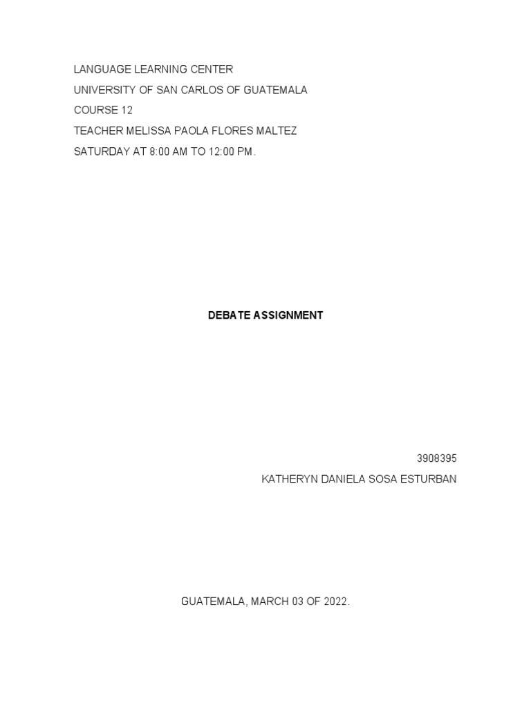 Debate Assignment | PDF | Social Networking Service | Distance Education