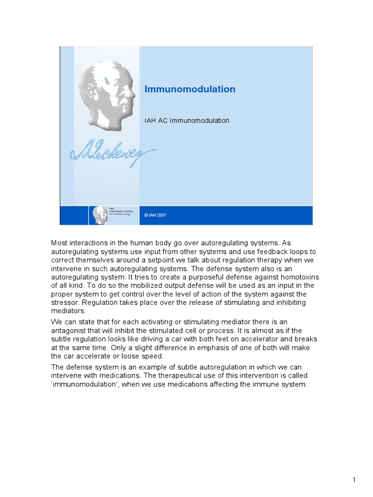 IAH AC Immunomodulation | PDF | T Helper Cell | Interleukin 10