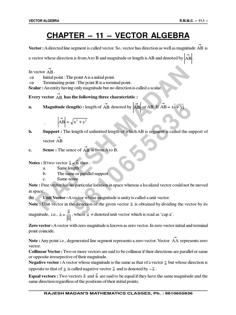 A DA N 36: Chapter - 11 - Vector Algebra | PDF | Euclidean Vector | Triangle