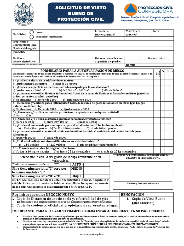 Formato 930 003 Visto Bueno Establecimientos Pdf