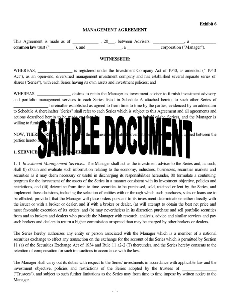 Management Agreement | PDF