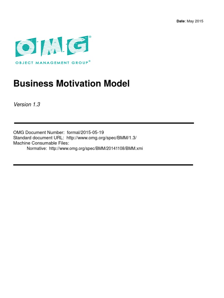 OMG, Business Motivation Model (BMM) Version 1 - 3 | PDF | Goal | Business