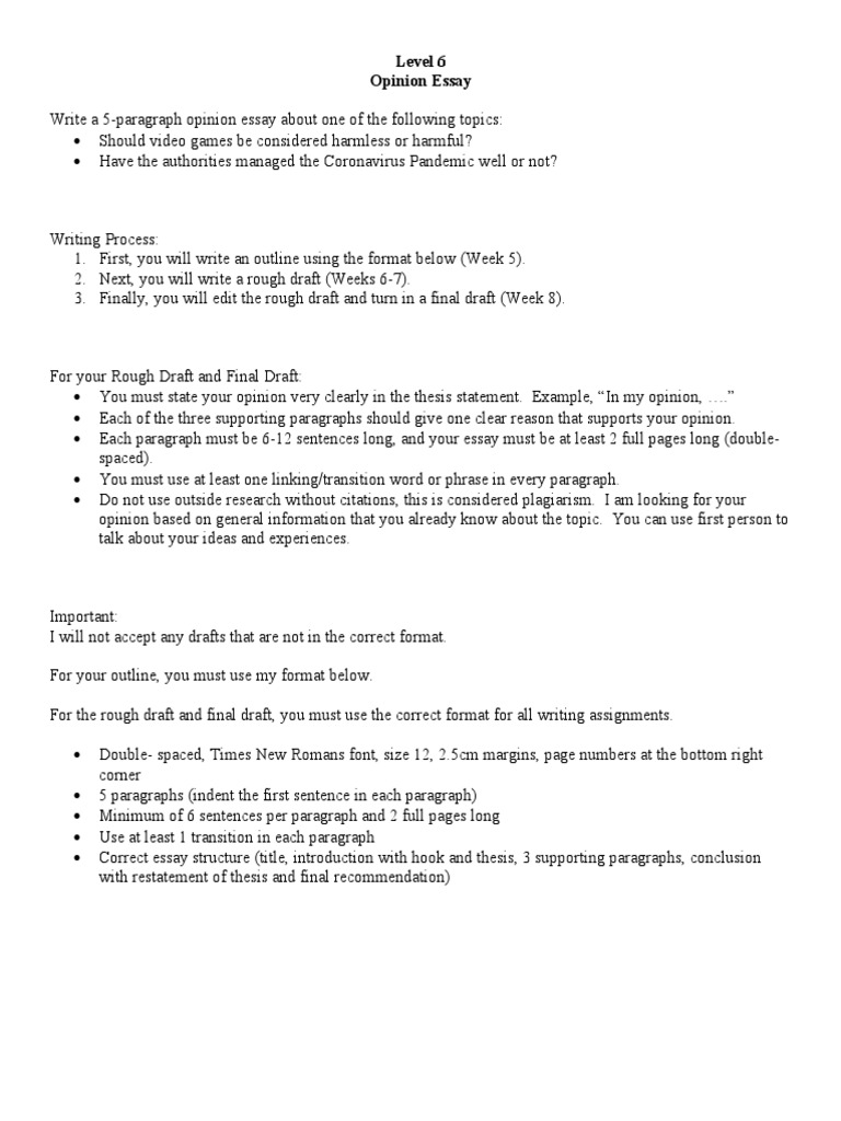 Opinion Essay Writing Guide | PDF | Paragraph | Essays