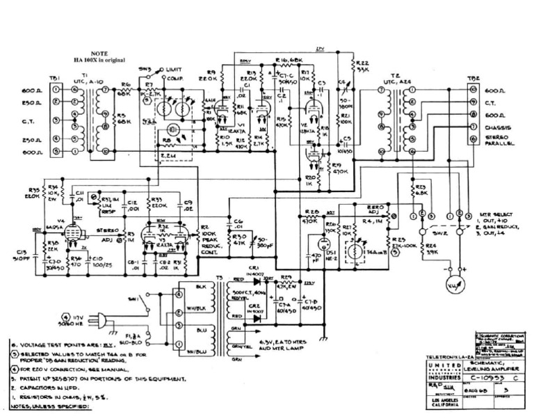 Urei La2a Equalizer Schematic | PDF