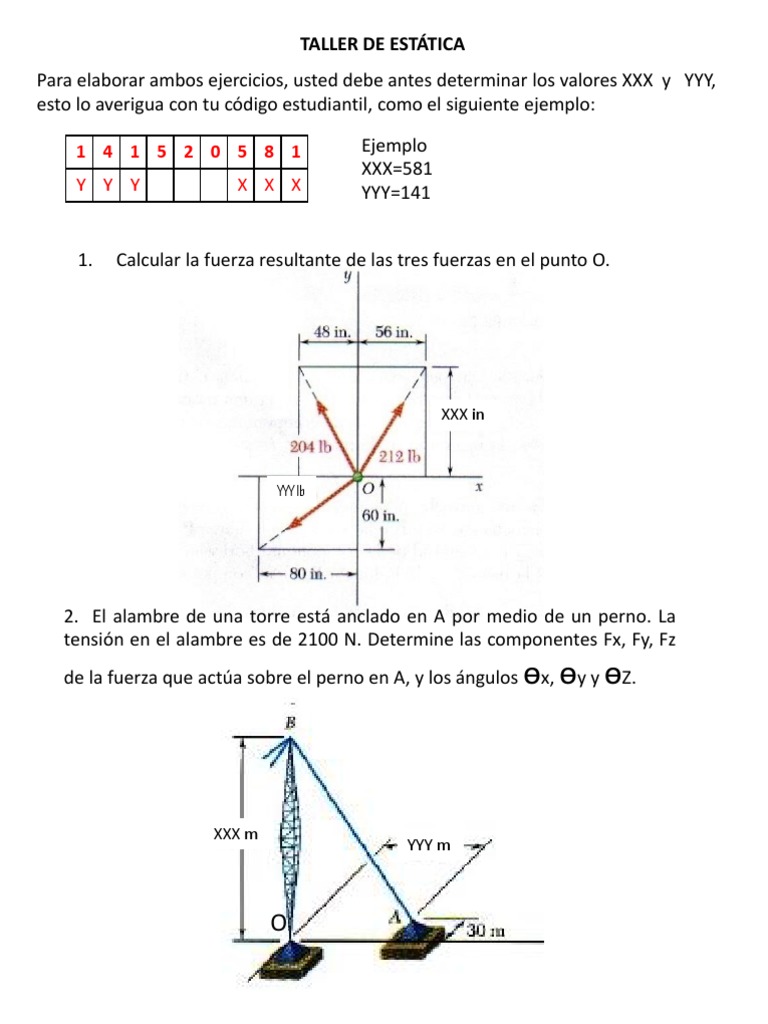 Taller de Estática Primer Corte | PDF