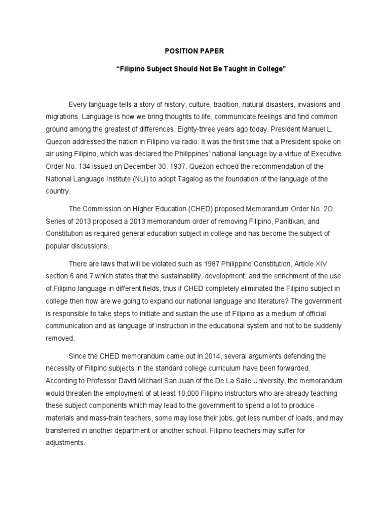 M Position Paper | PDF | Philippines