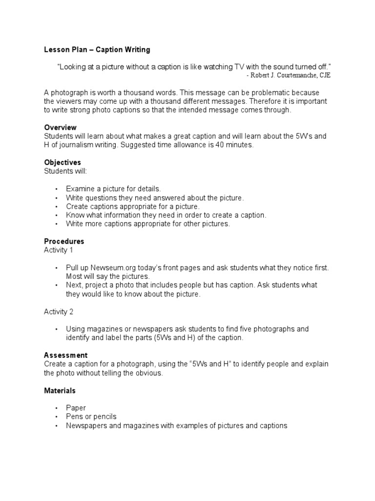 Writing Captions 1 | PDF