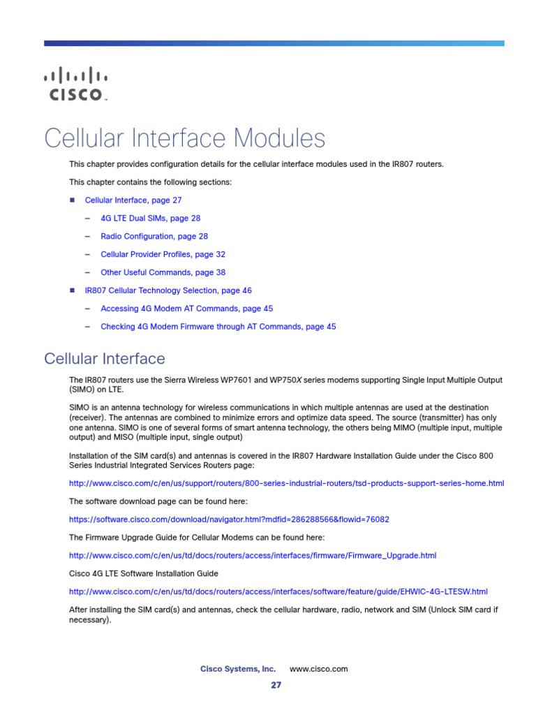 Cellular Interface Modules | PDF | Internet Protocols | 4 G