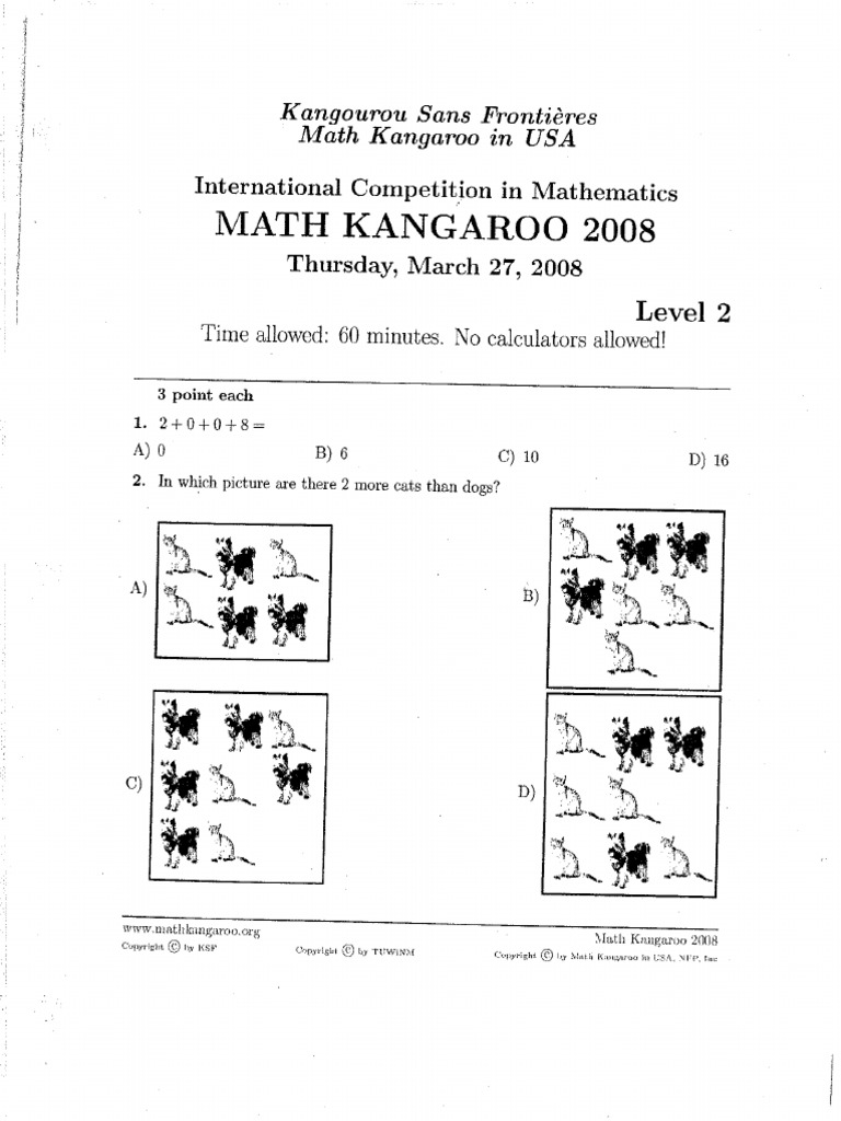 MathKangaroo 2008 Level 1 2 | PDF