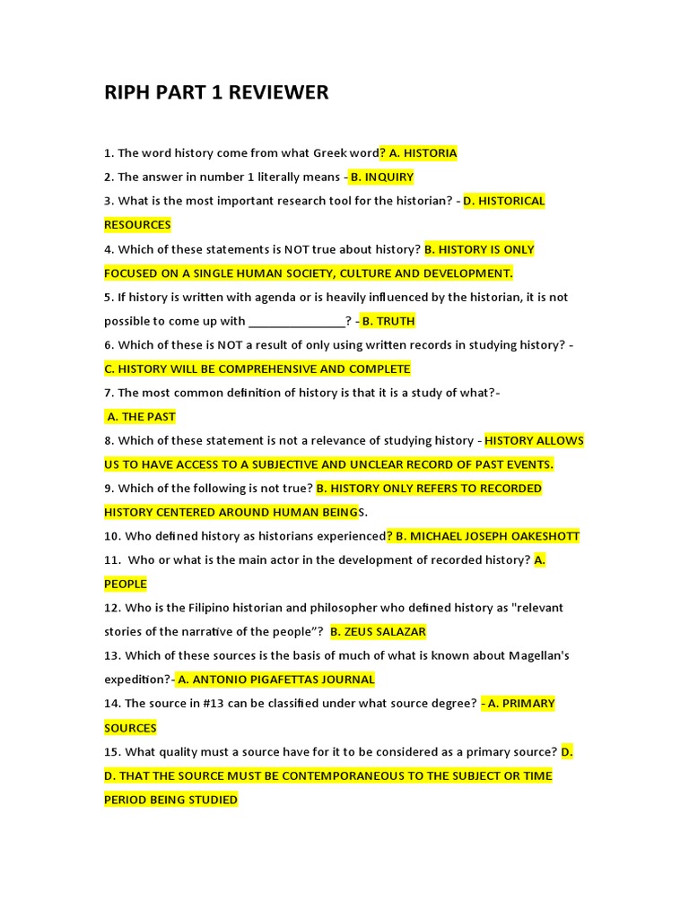 Riph Part 1 Reviewer | PDF | Philippines