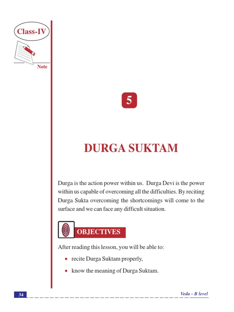 Durga Suktam: Class-IV | PDF | Religious Belief And Doctrine | Indian Religions