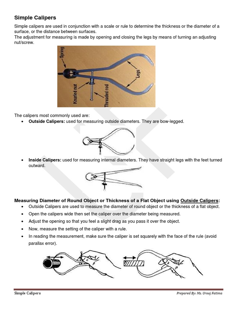 Simple Calipers: Measuring Diameter of Round Object or Thickness of A ...