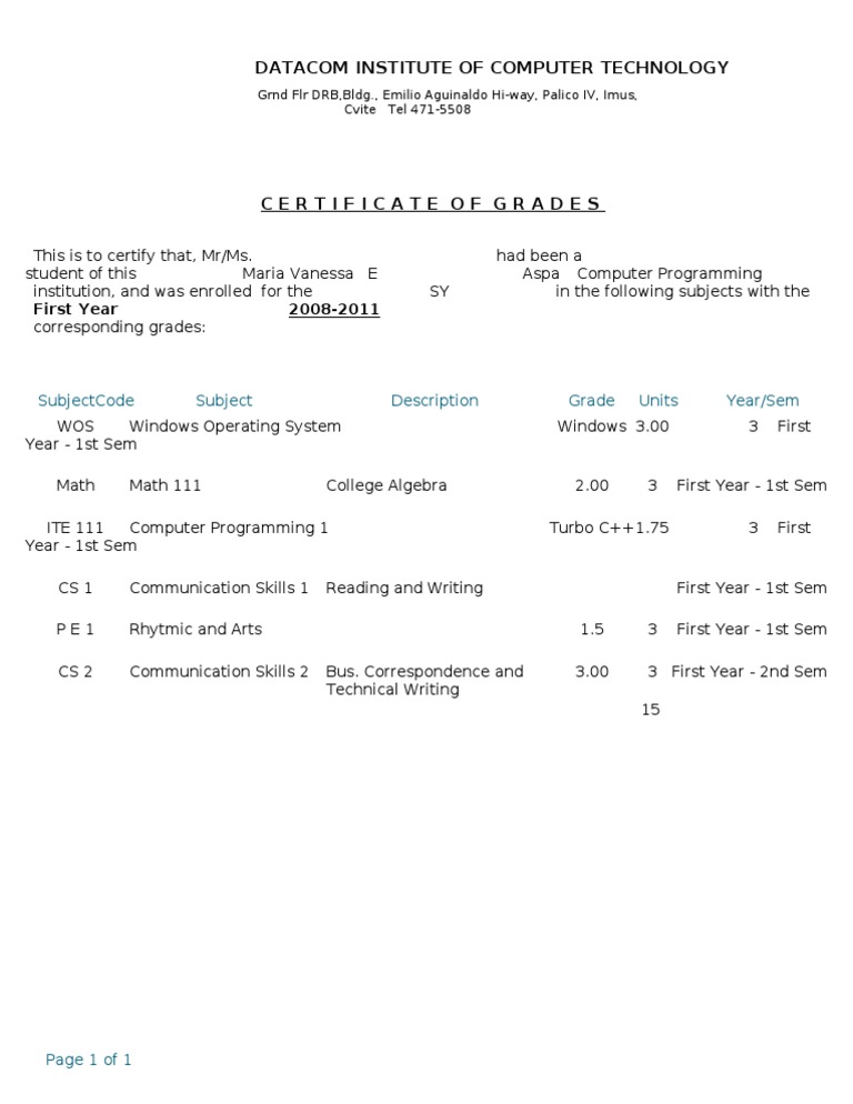 Computer Programming Certificate from DATACOM Institute | PDF