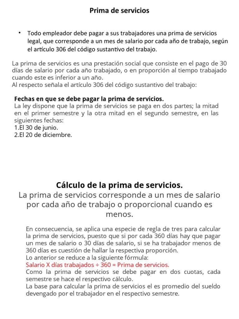 Prima de Servicios | PDF