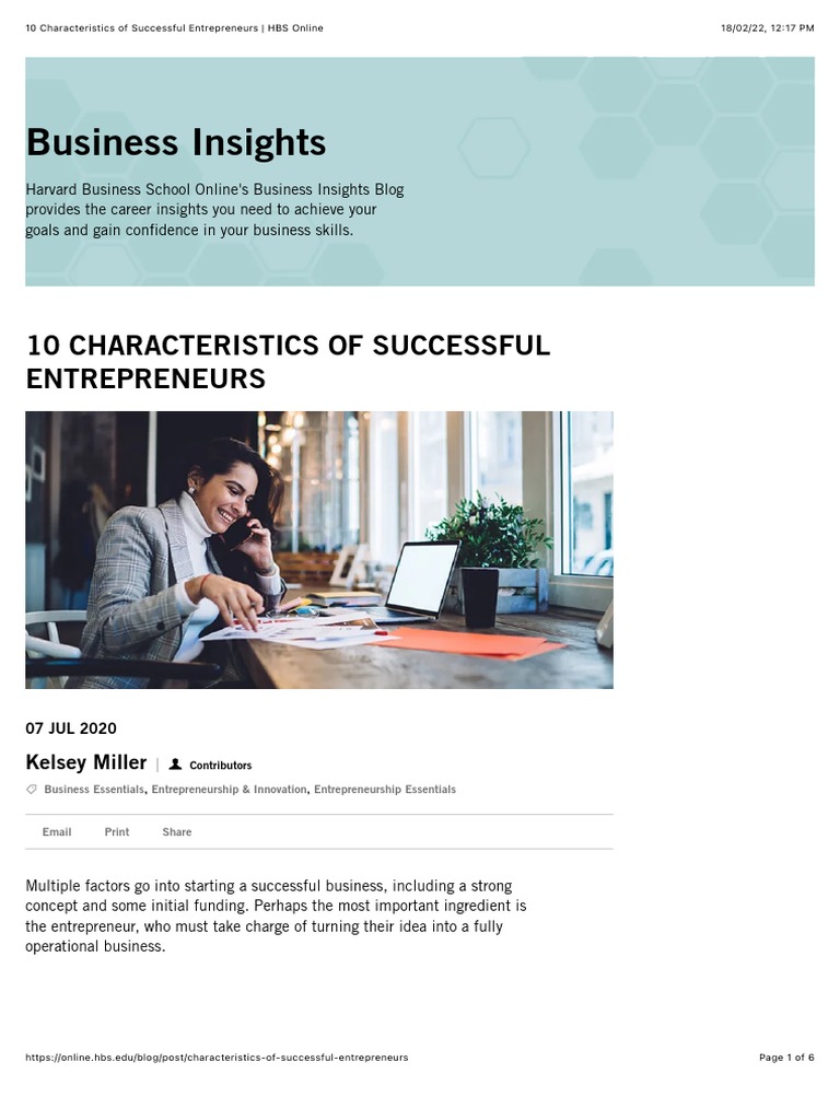 10 Characteristics of Successful Entrepreneurs | PDF | Entrepreneurship ...